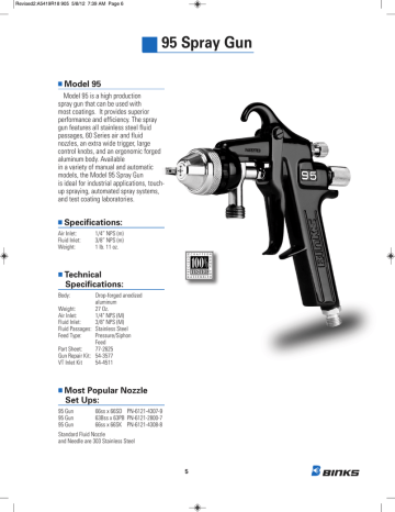 Binks 95 Manual Spray Gun Owner's Manual | Manualzz