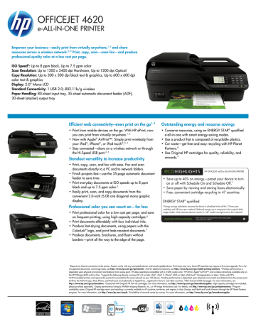 HP 4620 e-AiO Multifunctional Leaflet | Manualzz
