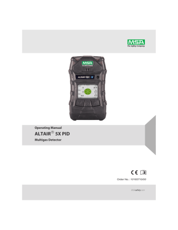 MSA ALTAIR 5X PID Operating Manual | Manualzz
