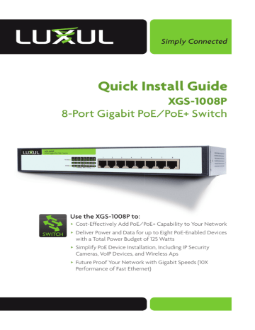 Luxul XGS-1008P Quick Install Guide | Manualzz