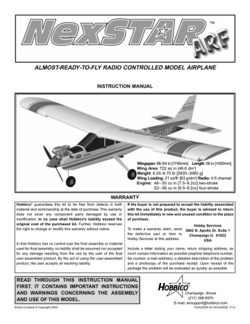 Hobbico NexStar ARF Instruction manual | Manualzz