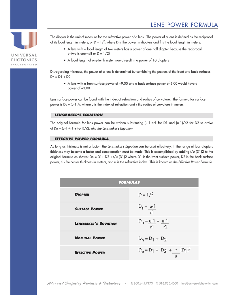 Power Of Corrective Lens Equation - Tessshebaylo