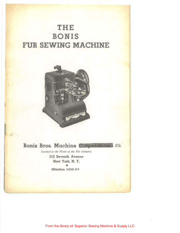 the bonis fur sewing machine | Manualzz