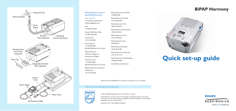 BiPAP Harmony Quick set-up guide | Manualzz BiPAP Harmony Quick set-up guide | Manualzz
