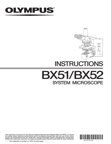 Olympus BX51, BX52 System Microscope Instructions | Manualzz