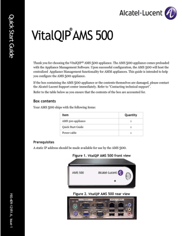 Alcatel-Lucent AMS 500 Quick Start Guide | Manualzz