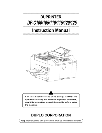 Duplo DUPRINTER DP-C125 Instruction manual | Manualzz