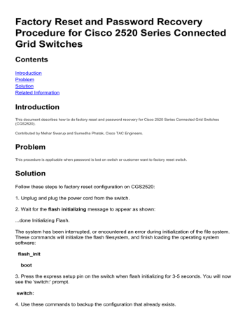 Cisco switch factory reset - gseasia