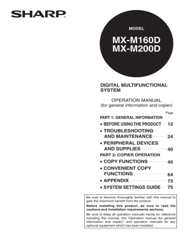 Sharp MX-M200D All in One Printer Operation Manual | Manualzz