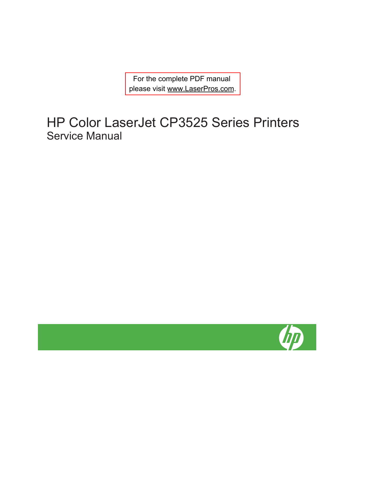 HP Color LaserJet CP3525 Series Printer Service Manual | Manualzz