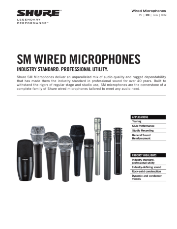 Shure SM58-LC Vocal Specification Sheet | Manualzz