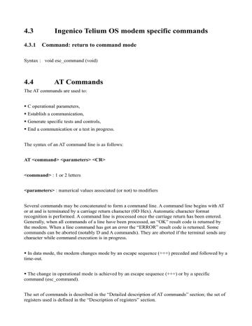 Ingenico Telium OS Modem Technical Documentation | Manualzz