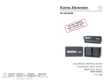Extron electronics CrossPoint Ultra Series Setup Manual | Manualzz