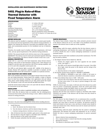 System Sensor 5451 Product manual | Manualzz