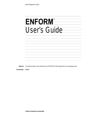 ENFORM User’s Guide - Tandem Computers | Manualzz
