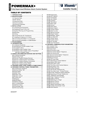 Visonic PowerMax+ Installer Guide | Manualzz