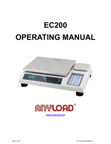 Counting Scale EC200 EC200 Operating Manual | Manualzz