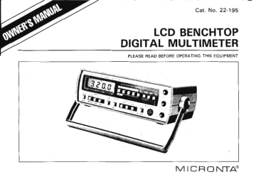Digital Multimeter LCD BENCHTOP Owner's Manual | Manualzz