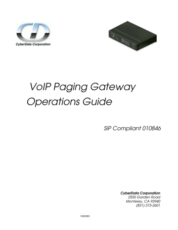 CyberData VoIP Paging Gateway Operations Guide | Manualzz