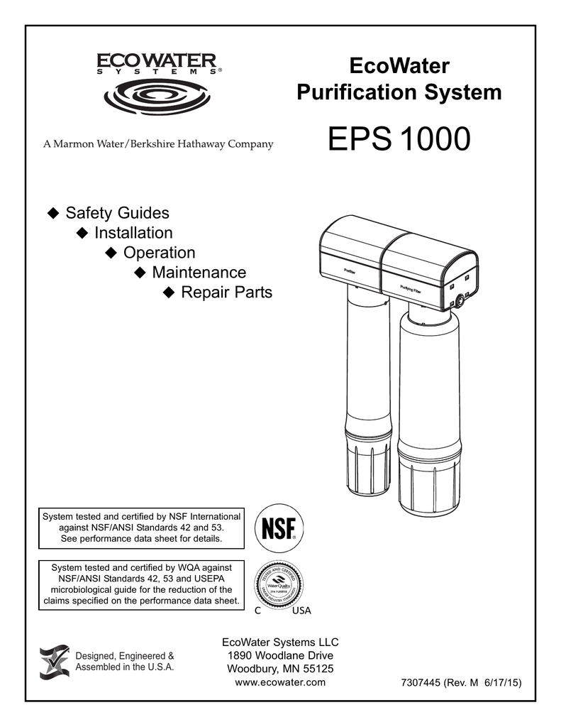 EcoWater EPS 1000 Operation & Installation Manual | Manualzz