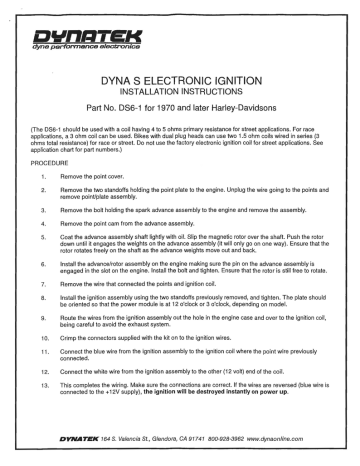 Dynatek DS6-1 Electronic Ignition Installation Instructions | Manualzz
