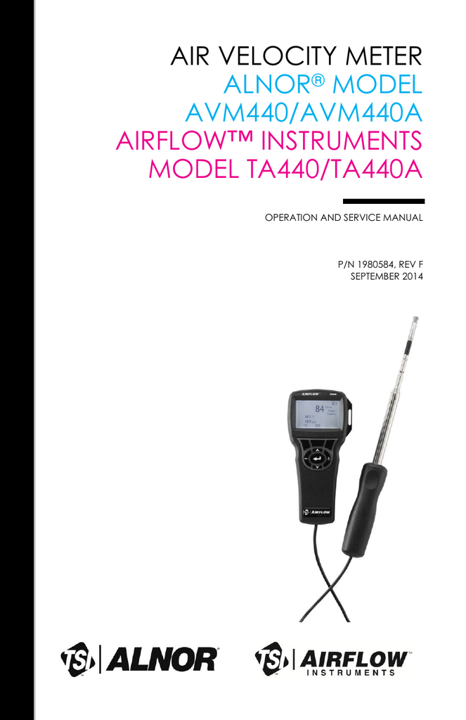 TSI Alnor AVM440 Air Velocity Meter tillescenter Dimensional ...