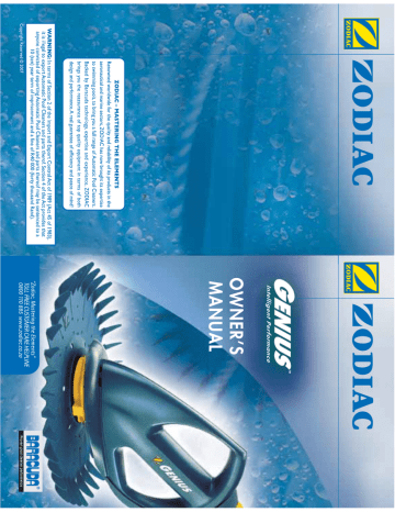 Zodiac Genius Automatic Pool Cleaner Owner's Manual | Manualzz