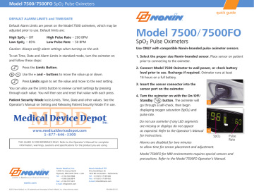 Nonin 7500, 7500FO Quick Guide | Manualzz