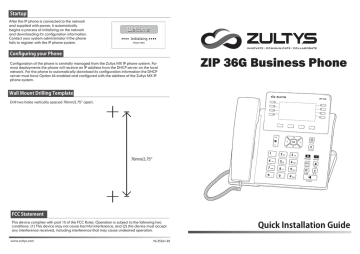 Zultys ZIP 36G Quick Installation Manual | Manualzz