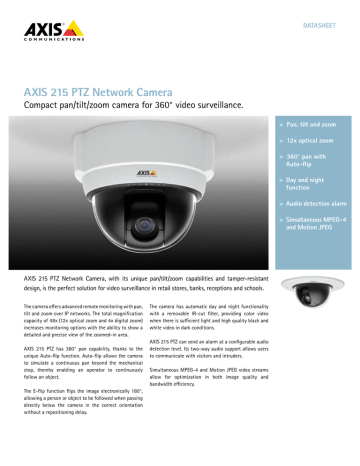 Axis AXIS 215 PTZ Datasheet | Manualzz