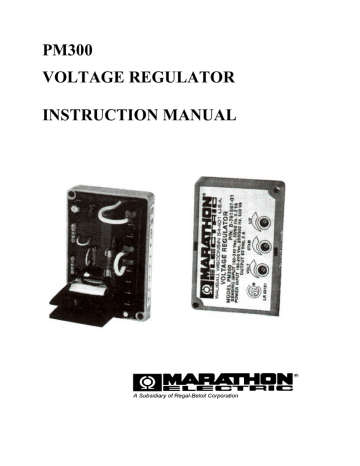 Marathon Electric PM300 Voltage Regulator Instruction Manual | Manualzz