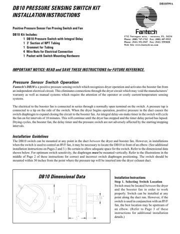 Fantech DB 10 Installation Manual | Manualzz