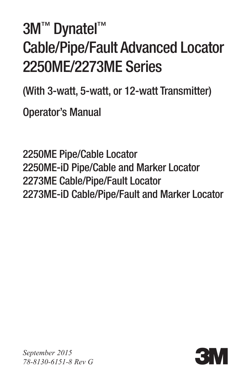 3M Dynatel ™ Pipe/Cable/Fault Locator 2273-U3R Instruction | Manualzz