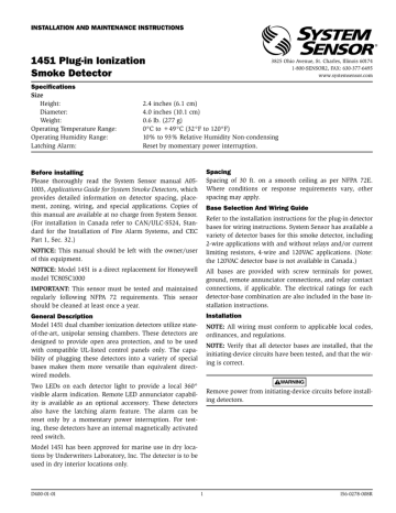 System Sensor 1451 Product manual | Manualzz