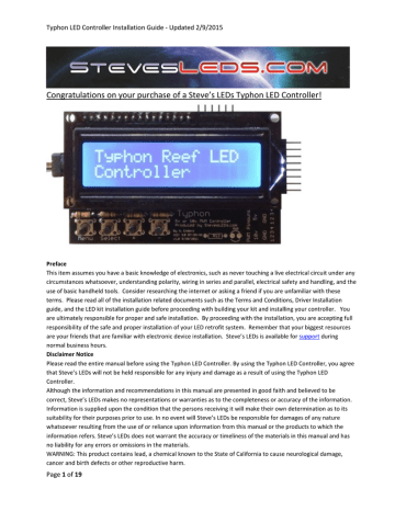 Steve's LEDs Typhon Reef LED Controller Installation Guide | Manualzz