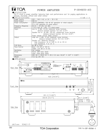TOA P-2240 CE-AU Specification Data | Manualzz