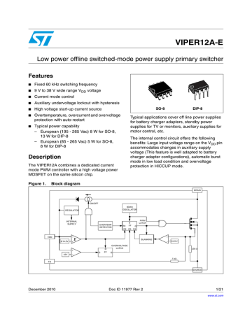 STMicroelectronics VIPER12A-E Datasheet | Manualzz