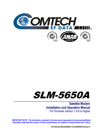 COMTECH EF Data SLM-5650A Satellite Modem Installation and Operation Manual | Manualzz