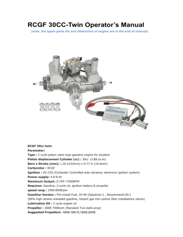 RCGF 30CC Twin Operator's Manual | Manualzz