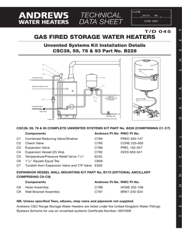 andrews Balanced Flue CSC Range Unvented Systems Kit Installation guide ...