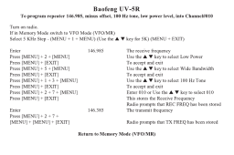 Baofeng UV-5R - User manual, User Guide, Owner's manual