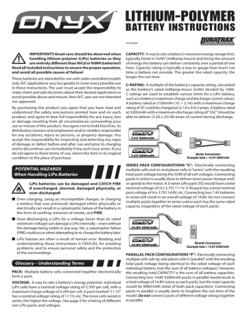 LiPo battery User Manual | Manualzz