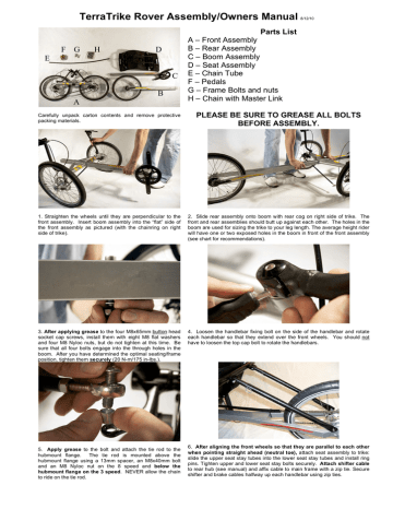 TerraTrike Rover Assembly/Owners Manual | Manualzz