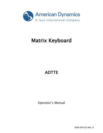 Matrix Keyboard ADTTE Operator's Manual | Manualzz