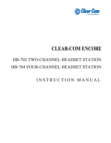 Clear-Com HB-704 Instruction manual | Manualzz