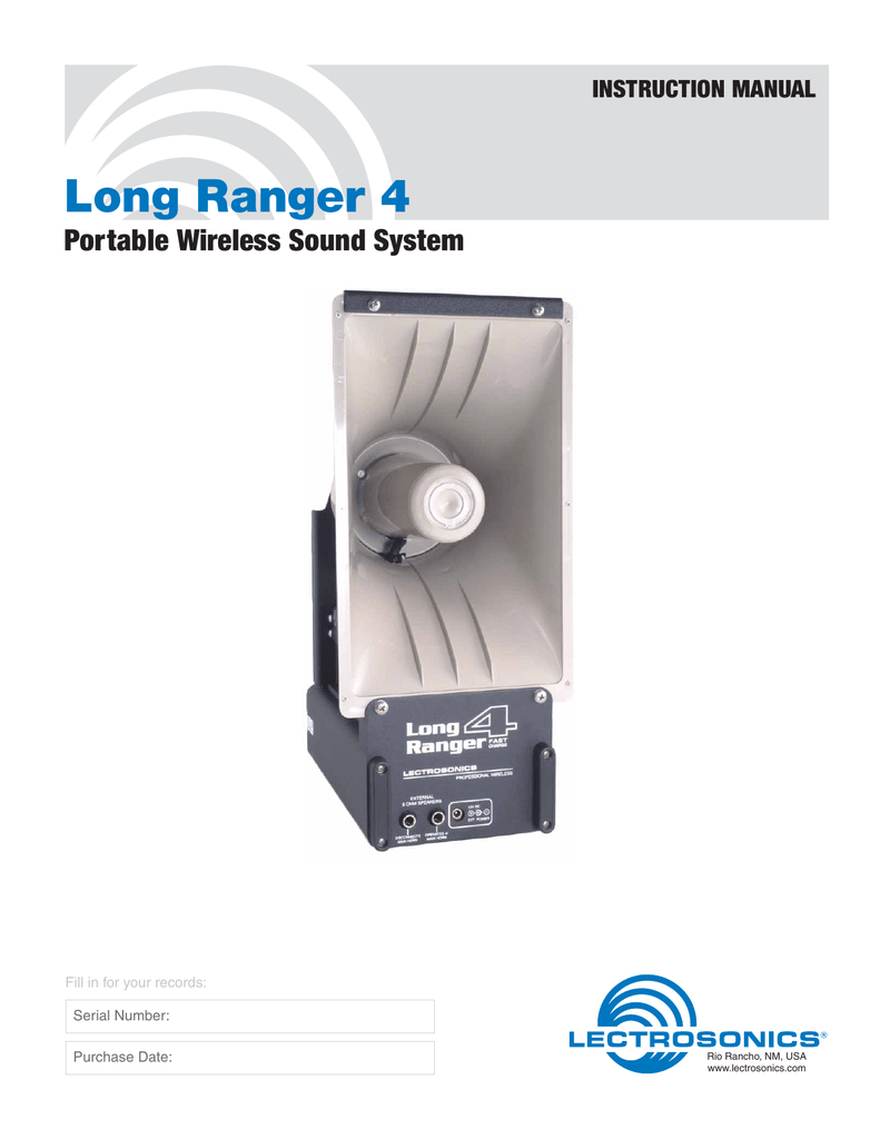Lectrosonics Long Ranger 4 Instruction manual | Manualzz
