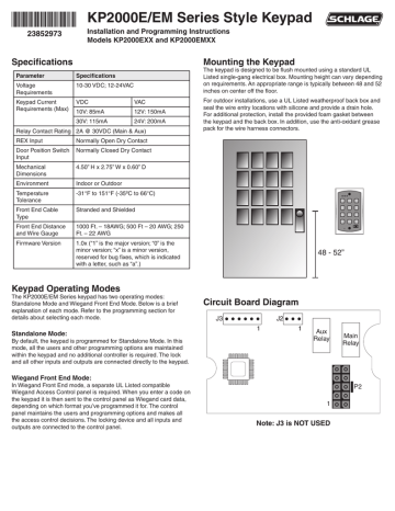 Schlage Keypad Readers Programming instructions | Manualzz