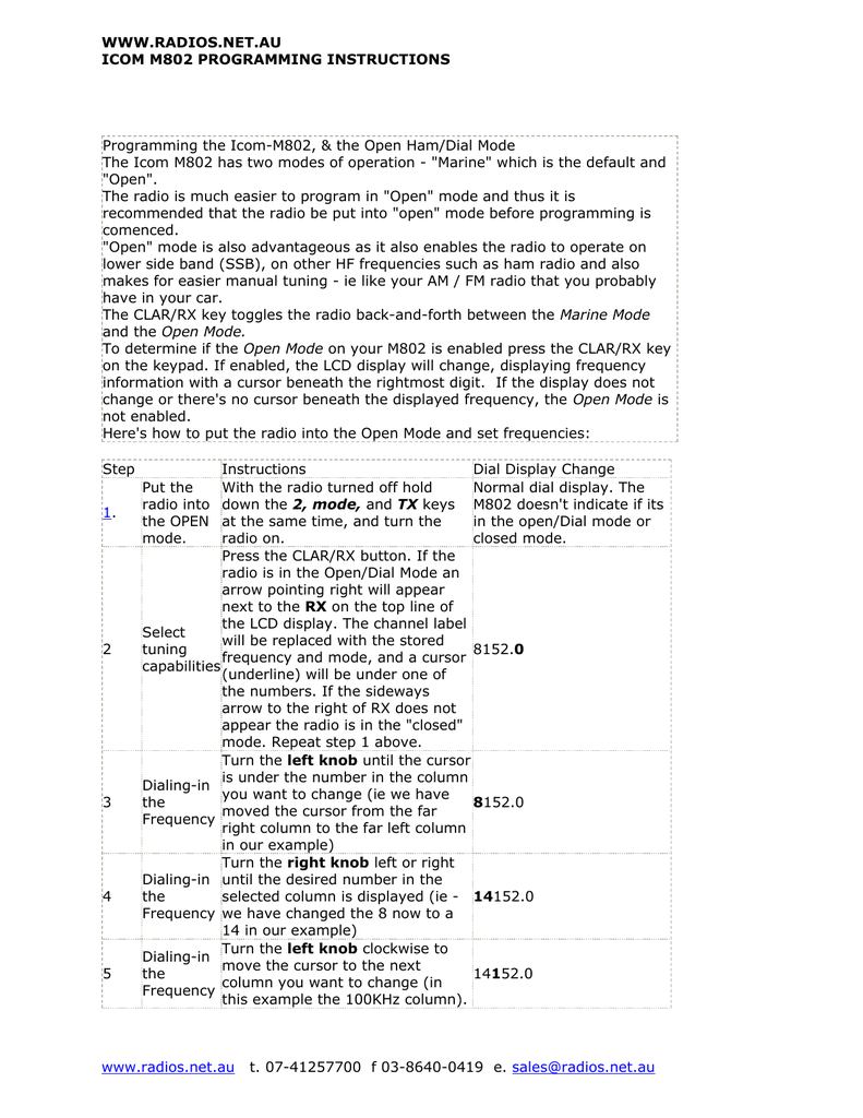 Icom M802 Cloning Software - mgpdf