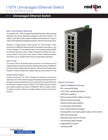 N-Tron 116TX Unmanaged Ethernet Data Sheet | Manualzz