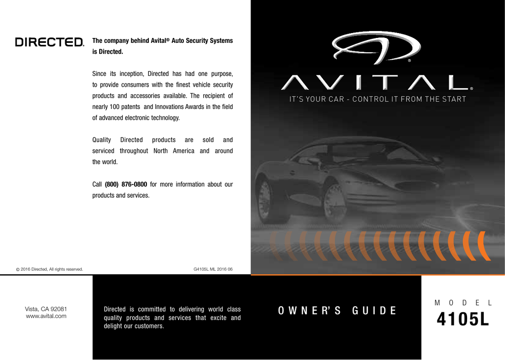 Avital 4105L Owner's Manual | Manualzz